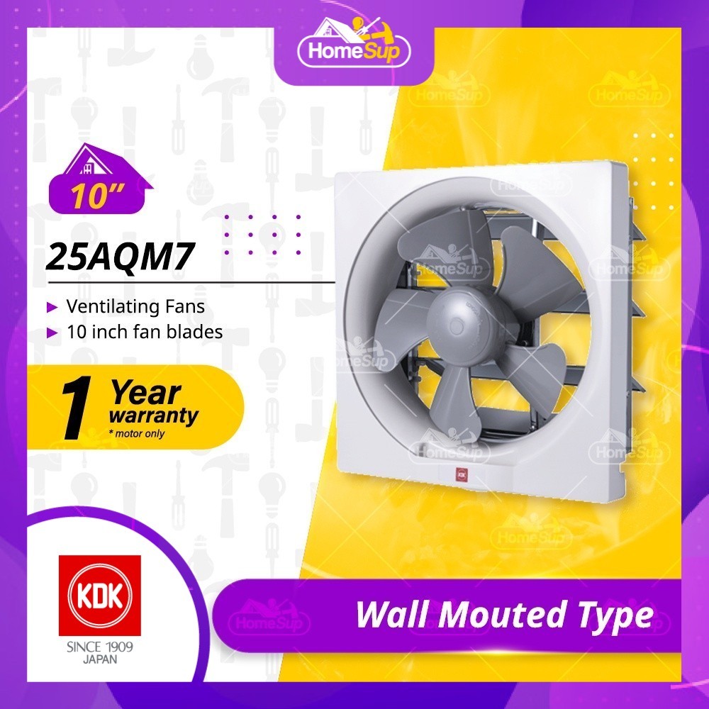 KDK 25aqm7 Exhaust Fan –10 Inch Fan Blade, Wall Mounted Ventilation Fan ...