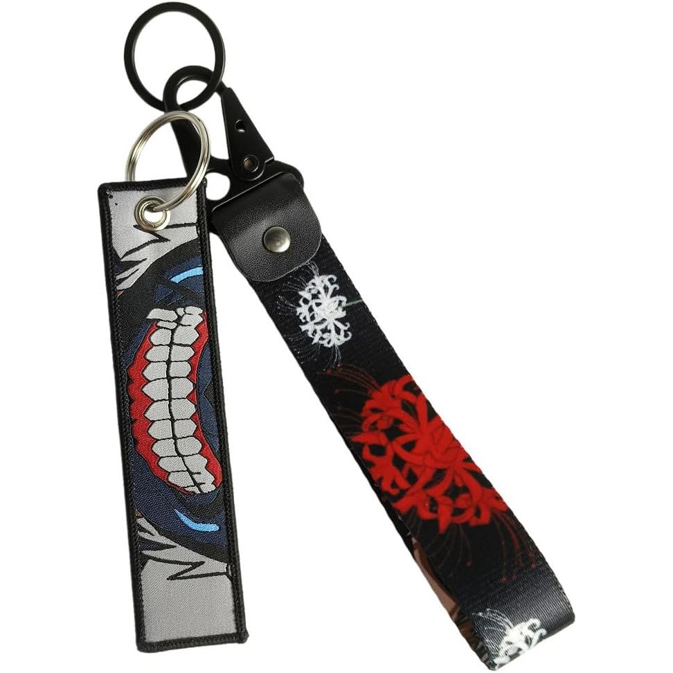 2 Pack JDM Anime Keychain Set - Nylon Lanyard Motorcycle Keychain ...