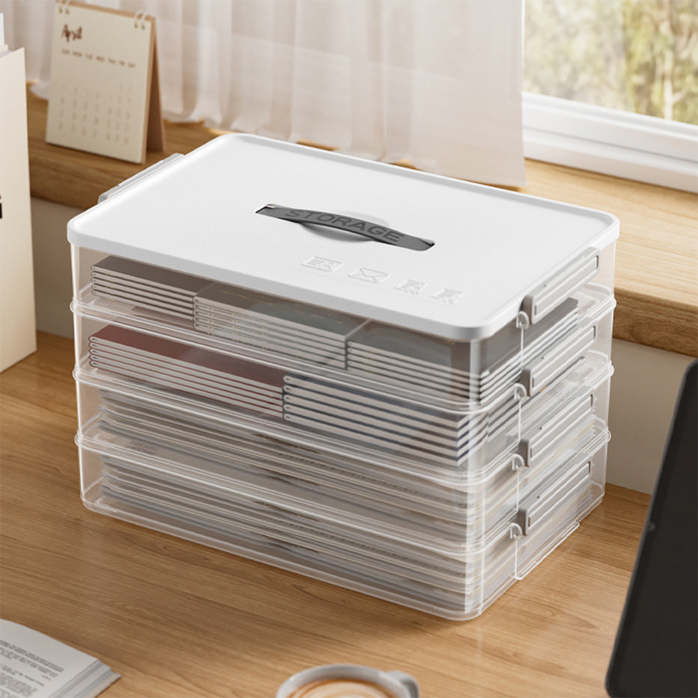 Document File Organizer A4 Paper Passport Storage Box Transparent Large ...