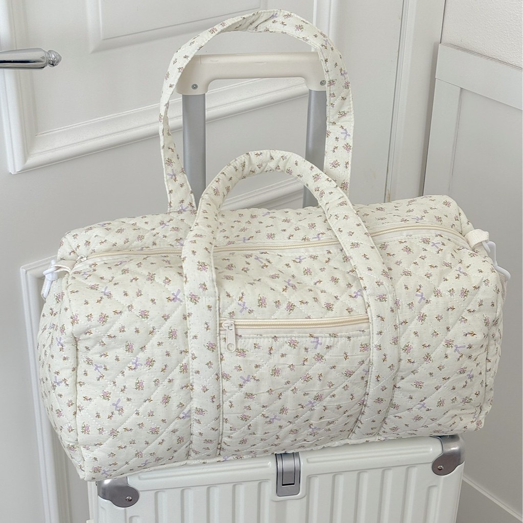 Small Floral Quilted Large-Capacity Travel Tote Bag/Lightweight Cross ...