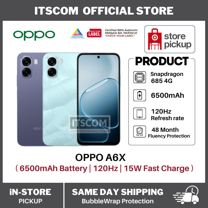 OPPO A6x Smartphone 4GB+128GB/256GB Snapdragon 685 6500mAh Large ...
