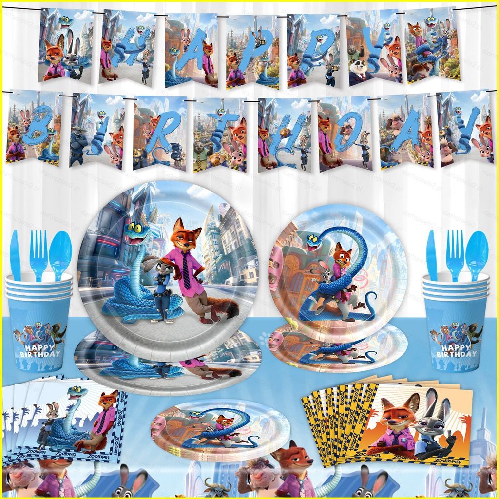 ST2 Zootopia 2 JUDY NICK GARY kids birthday party decorations banner ...