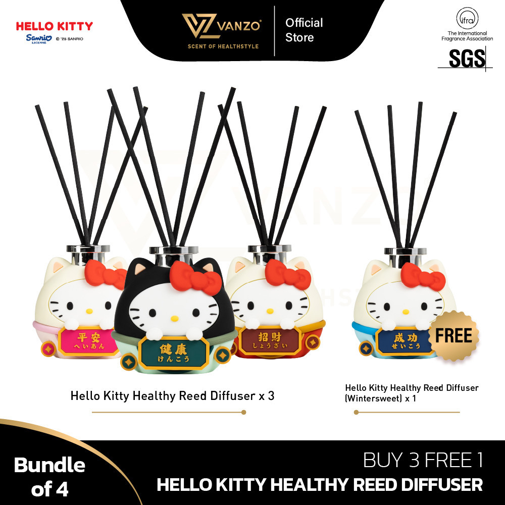 VANZO Hello Kitty Healthy Reed Diffuser Bundle - Buy 3 Free 1 | Shopee ...