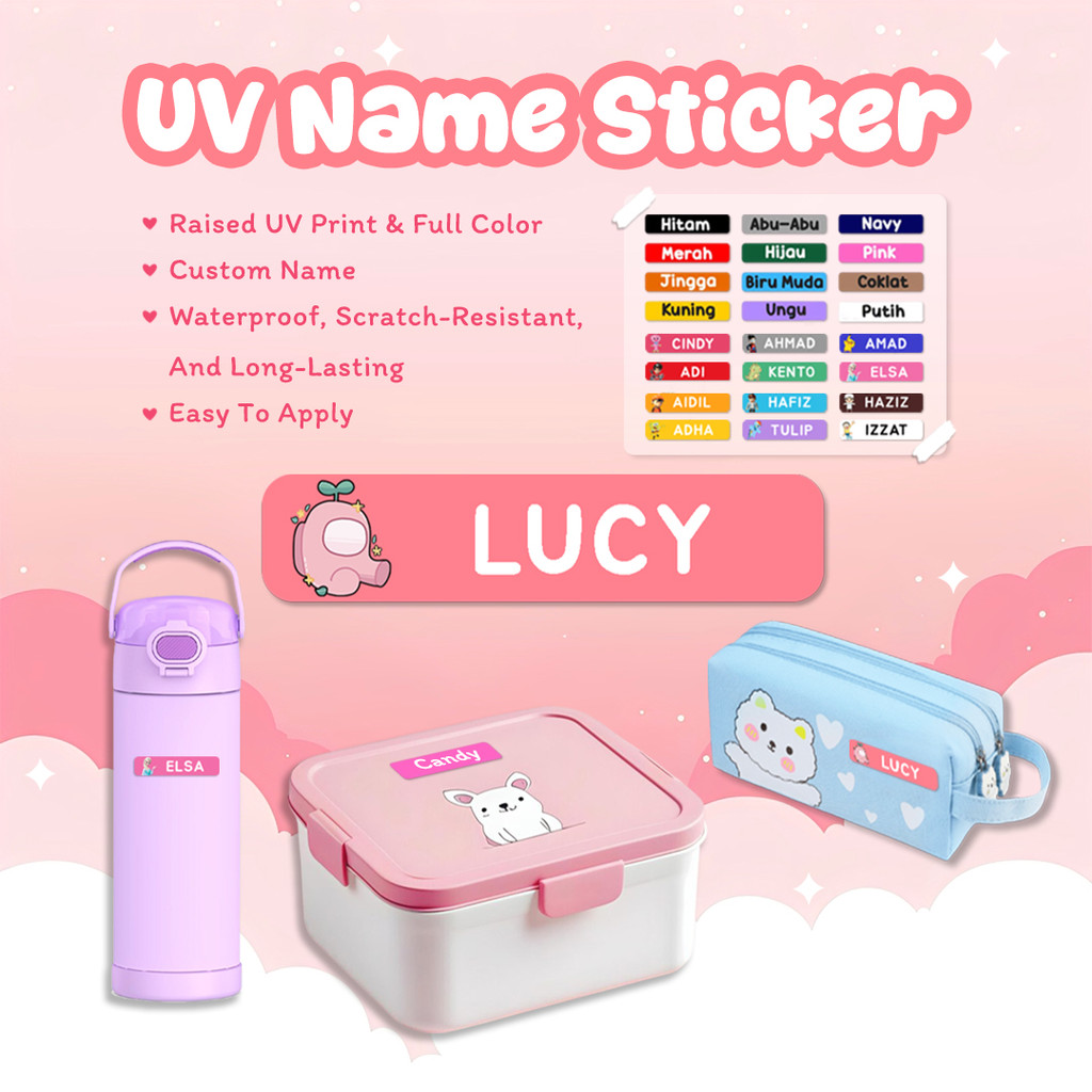 3D UV Nama name Stickers Waterproof Stickers | School Sekolah Name ...