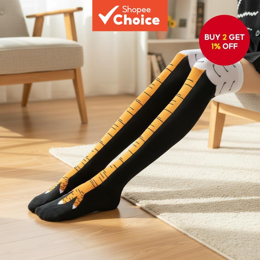 Women's Chicken Feet Socks 1/2 Pairs - Knee-High Comedy Fitness Socks ...