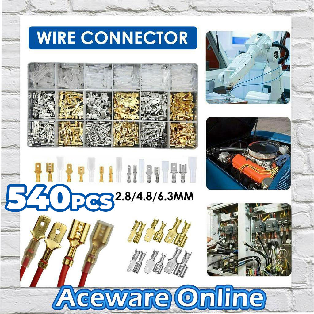 540PCS Insulated Seal Crimp Terminal 2.8/4.8/6.3mm Electrical Wire ...