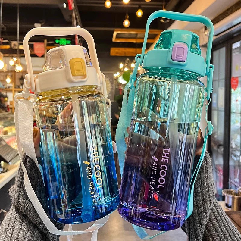1.5/2 Liter Botol Air Botol Sukan Plastik Mudah Alih Dengan Tali Jerami ...