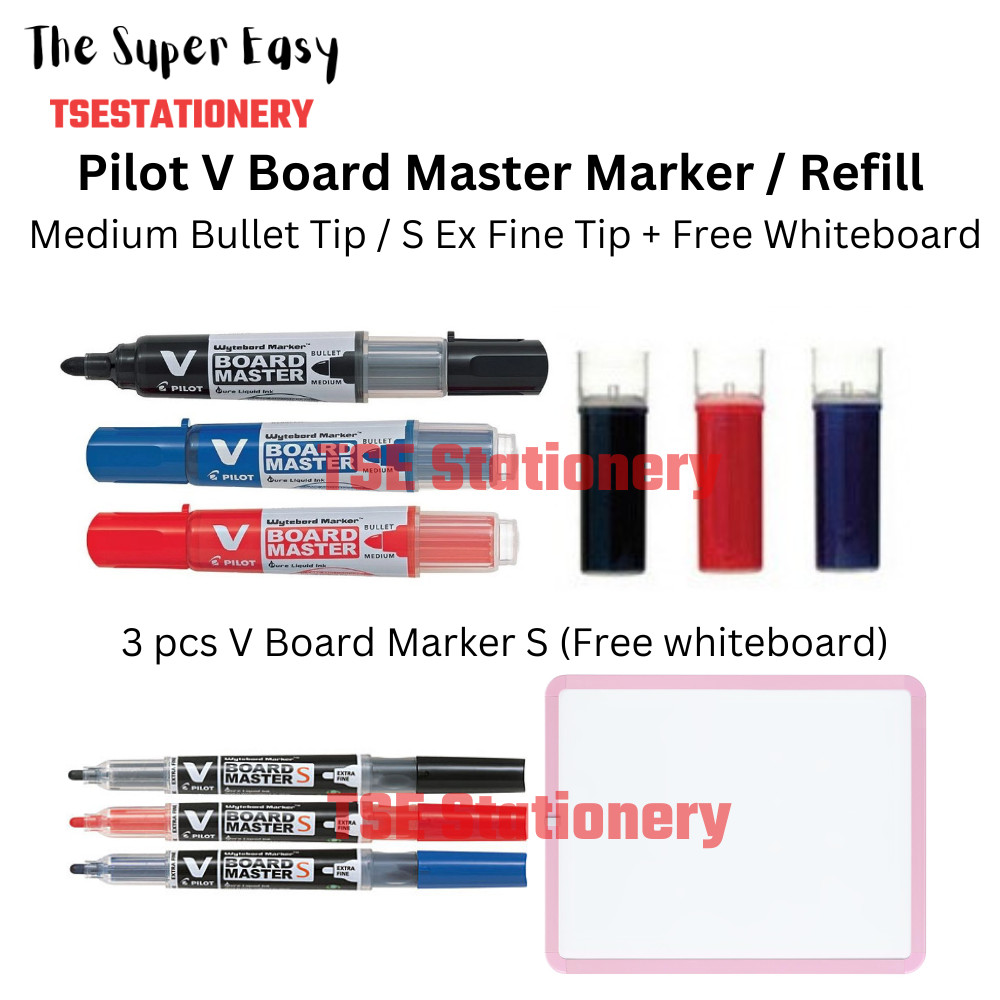 Pilot V Board Master Whiteboard Marker Bullet / Cartridge Refill Marker ...