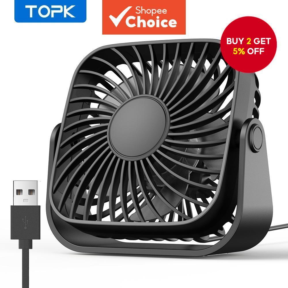 New NEW TOPK USB Desk Fan with Strong 3-Speed Wind, Quiet Operation ...