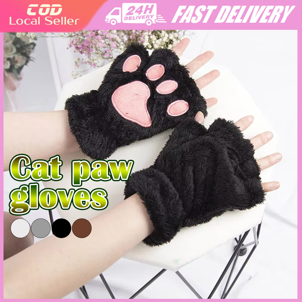 Cat Claw Fingerless Gloves Cut Plum Half Finger Gloves For Student ...