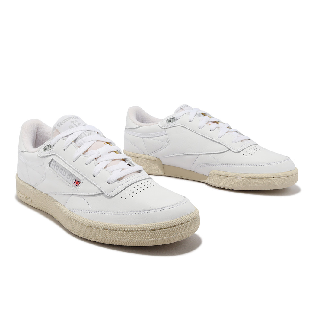 Reebok Casual Shoes Club C 85 Vintage White Cream Sole Retro Distressed ...