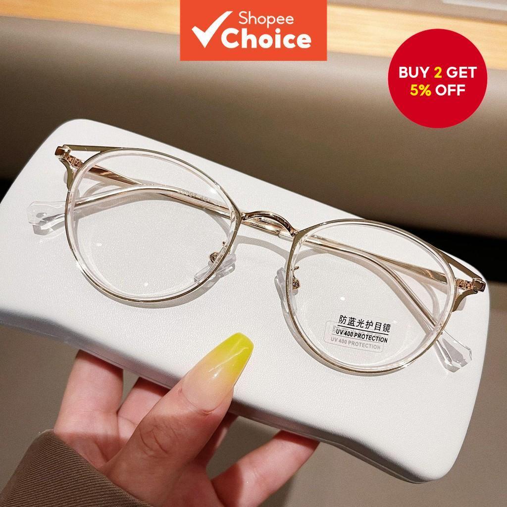 New Korean Style Round Frame Glasses with Retro Flat Lenses, Fashion ...
