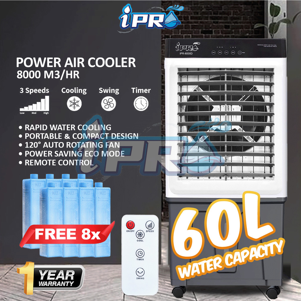 IPRO Portable Air Cooler 60L Water Tank Powerful Aircond Max Flow 3 ...
