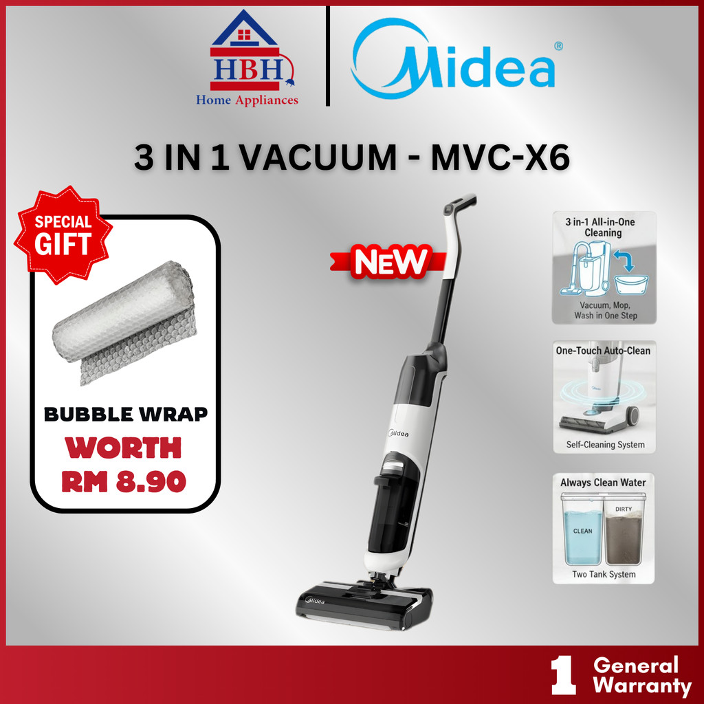 Midea MVC-X6 Floor Washer / Wet & Dry Cordless Vacuum Cleaner With Self ...