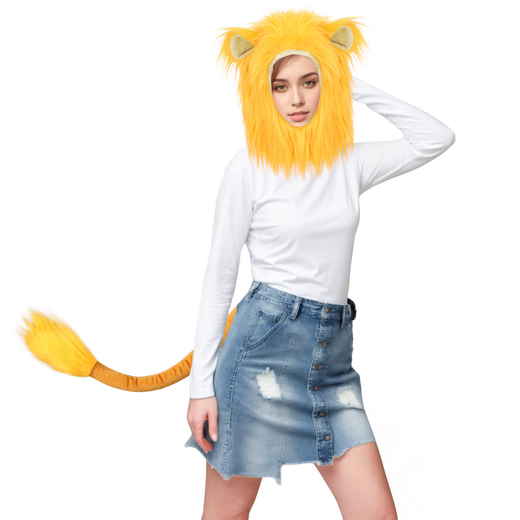 Set Alat Peraga Haiwan Singa Cosplay Singa Prestasi Ekor Tudung Kepala ...