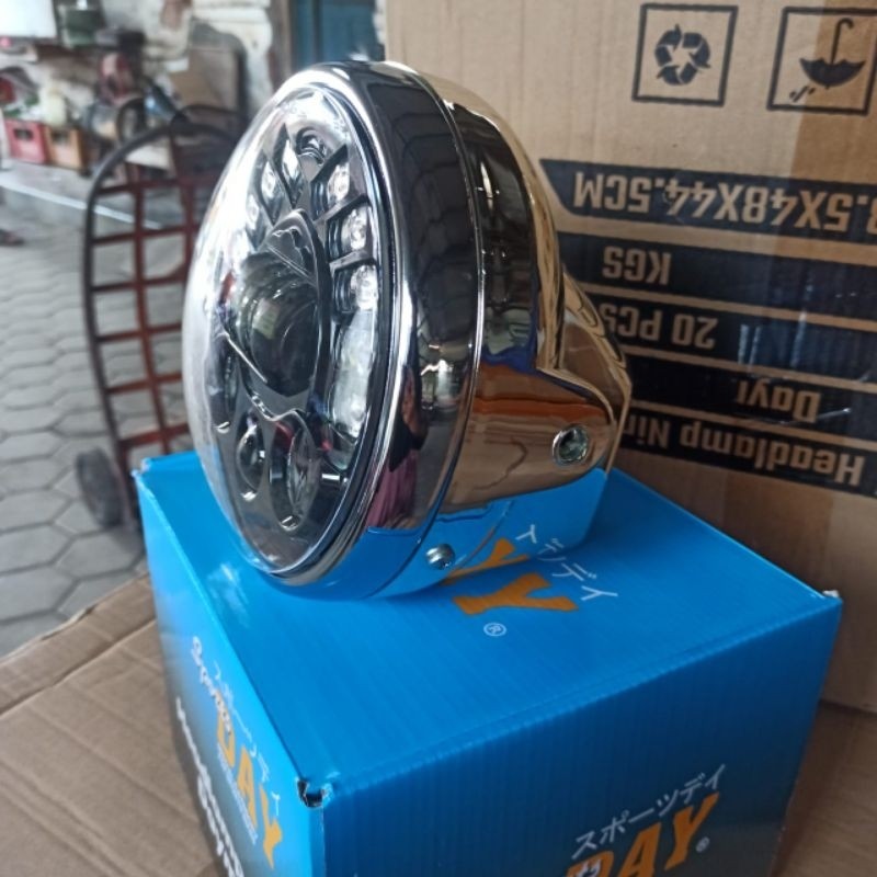 DAYMAKER 7 INCH LAMP TWO MODES SENJA WHITEbiru SET NINJA SHELL CROM ...