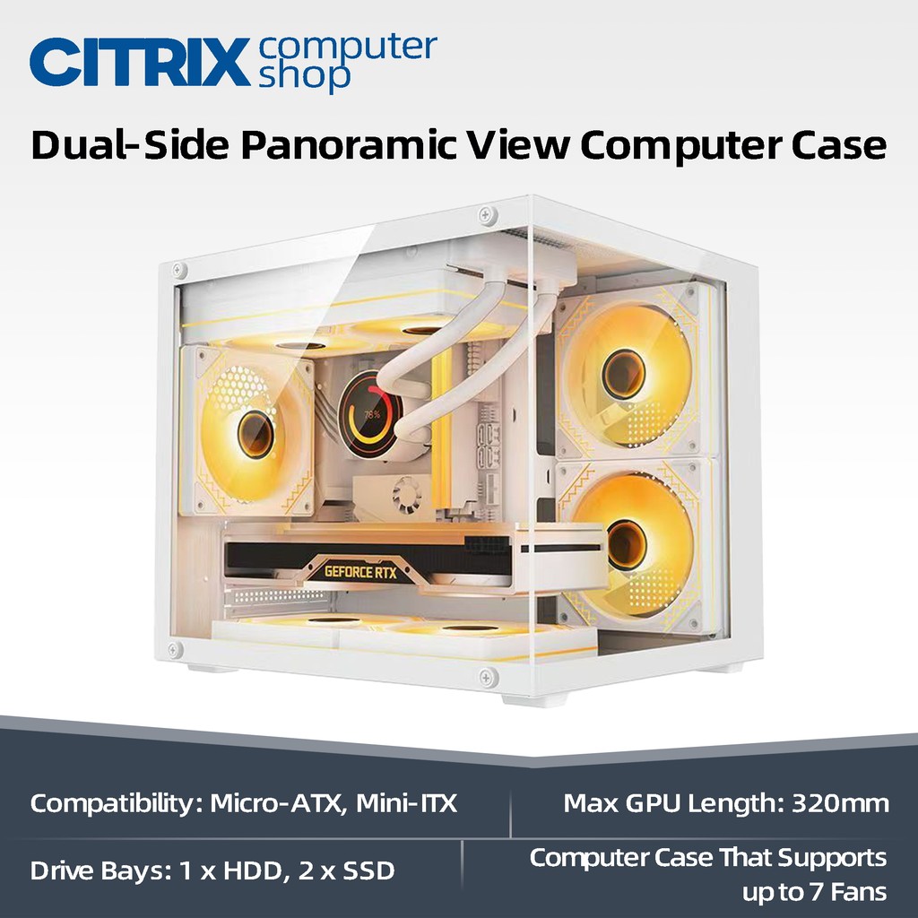In Stock 【AT】270° Tempered Glass Side Panel ATX Desktop Computer Case ...
