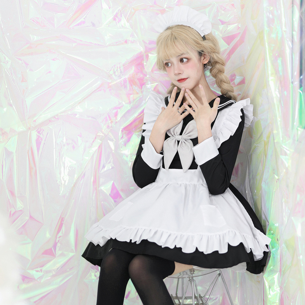 Japanese Sailor Uniform Super Cute Maid Costume COSPALY Costume Long ...