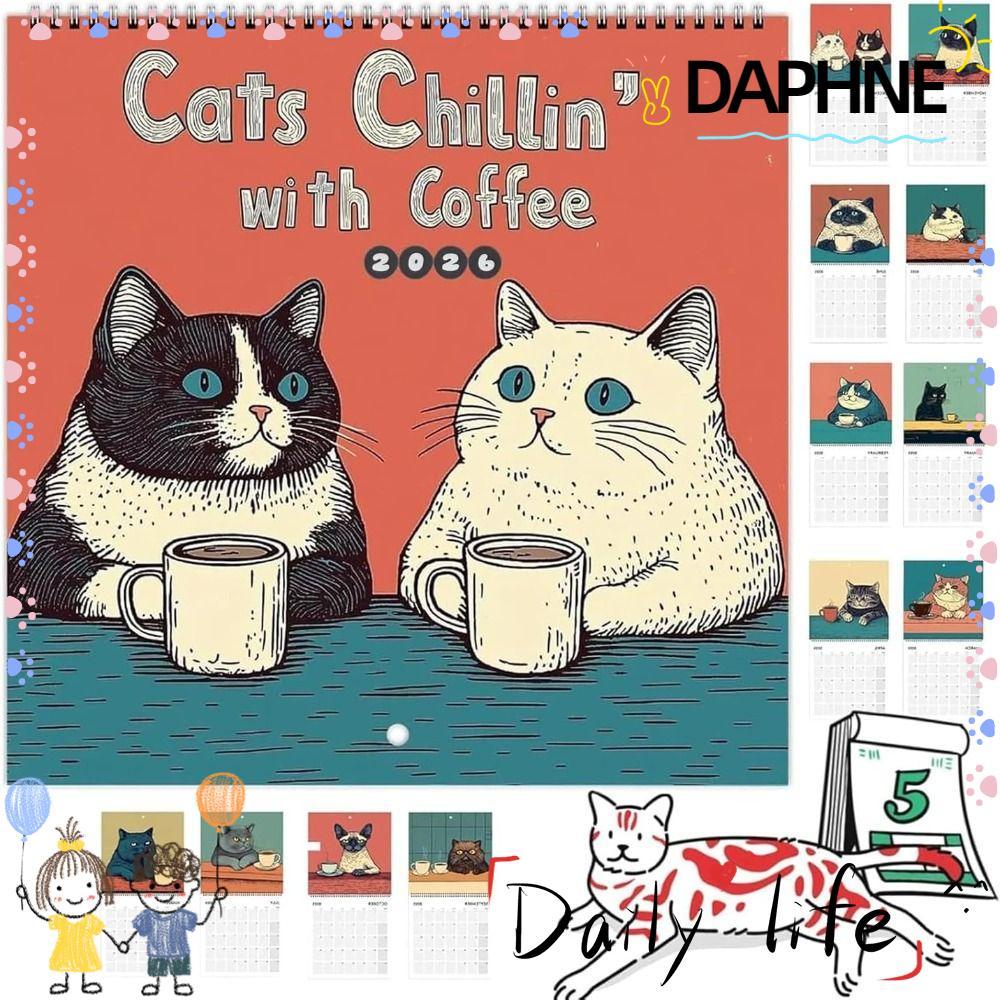 DAPHNE-HOME 2026 Calendar, Thick Paper Handmade Cat Cafe Calendar ...