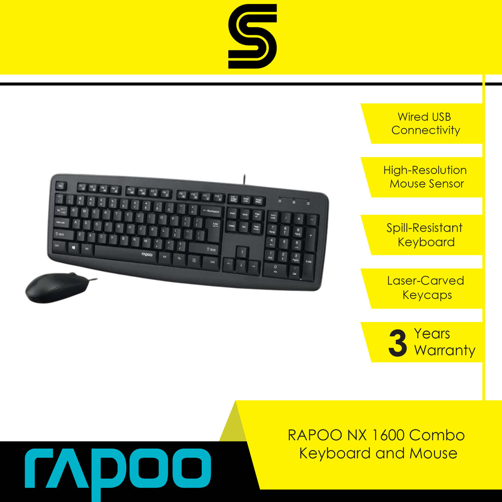RAPOO NX2000 Wired USB Keyboard & Mouse Combo | Shopee Malaysia