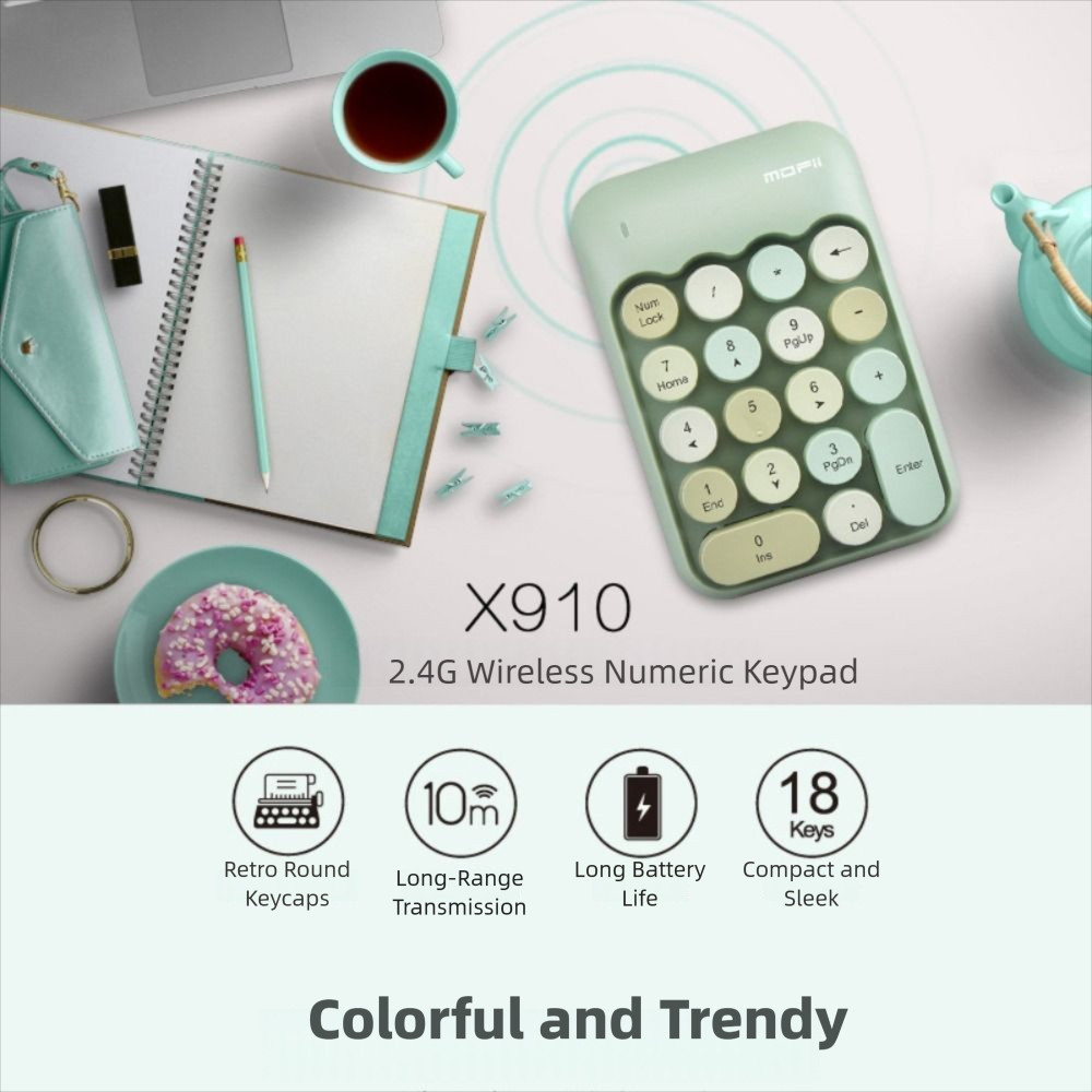 Wireless Numeric Keypad, Rechargeable Colorful Digital Keyboard, High ...