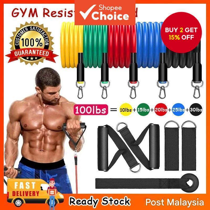11-Piece Premium Resistance Band Set – Natural Latex Pull Ropes for ...