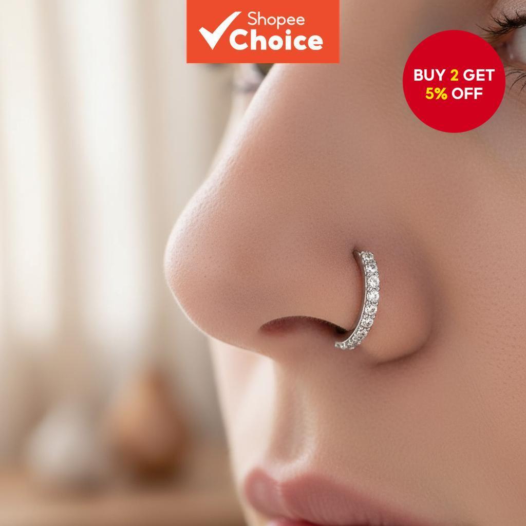 1pc Chic Zircon Copper Nose Ring Modern Body Piercing Stud 1pc Cincin ...