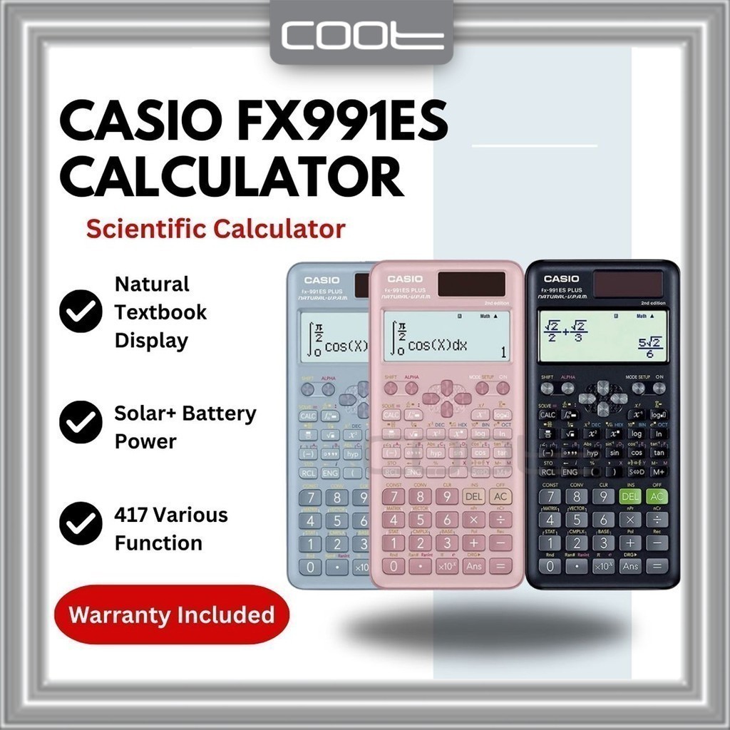 CASIO Fx-991ES Scientific Calculator Plus Solar Portable Rechargeable ...