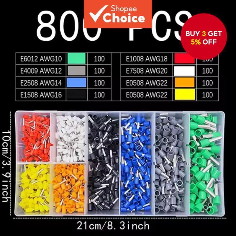 Box of 800 PCS VE Tubular Crimp Terminals - Electrical Tube Terminals ...