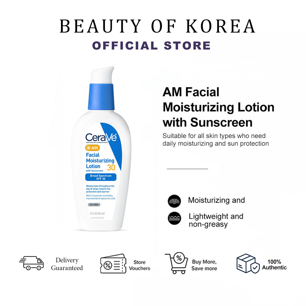 CeraVe AM Facial Moisturizer 89ml SPF30– Hydrates & Protects with ...