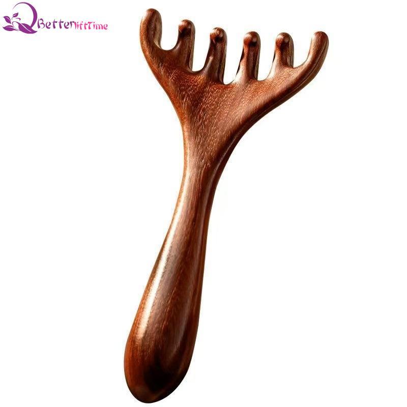 Sandalwood Antler Head Massager - 5 Claw Scalp Therapy Comb for ...