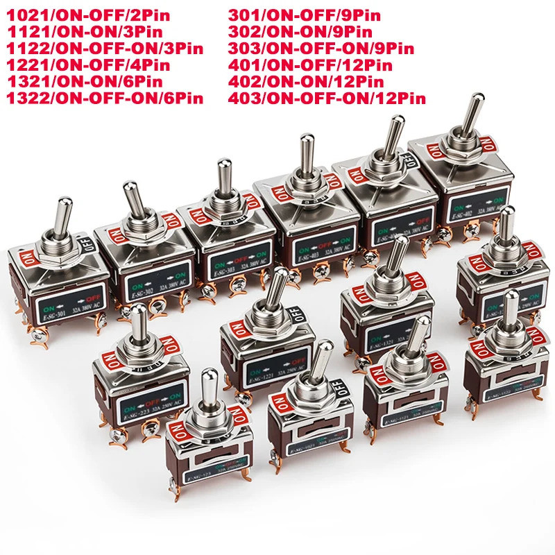 High Current Toggle Switch 2/3/4/6/8/9/12Pin Self Reset/Self-locking ...