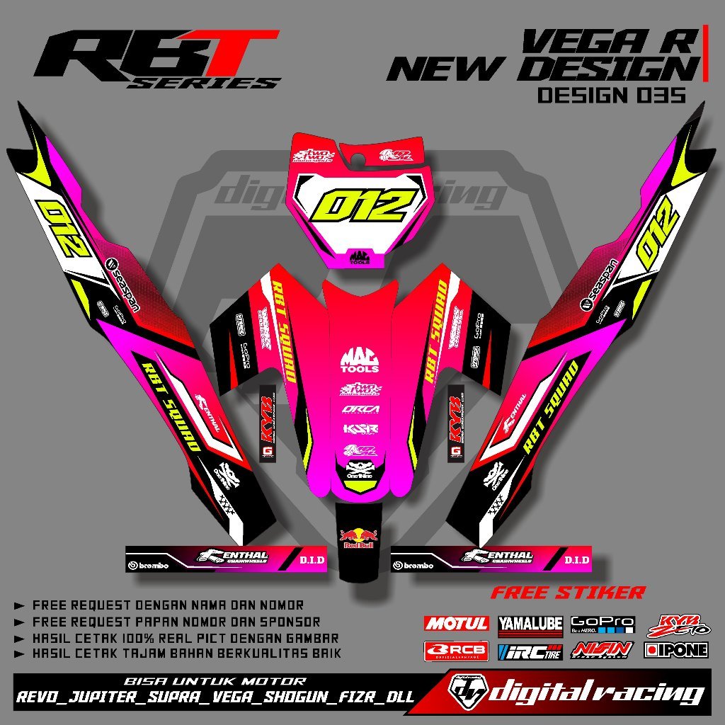RBT/GTX VEGA R NEW Variation Sticker Modified Duck Striping Sticker RBT ...
