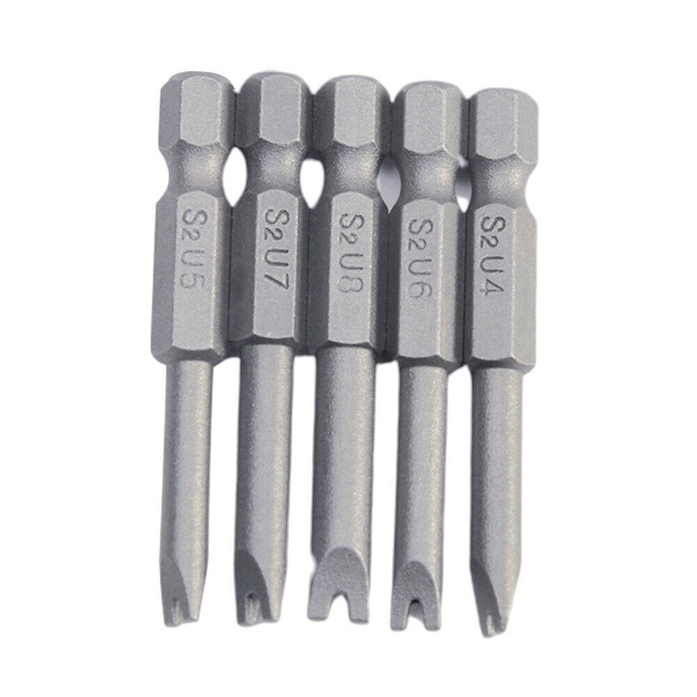 [DRHT] 5Pcs/set Magnetic U Shape Screwdriver Security Bits Tool 1/4 ...