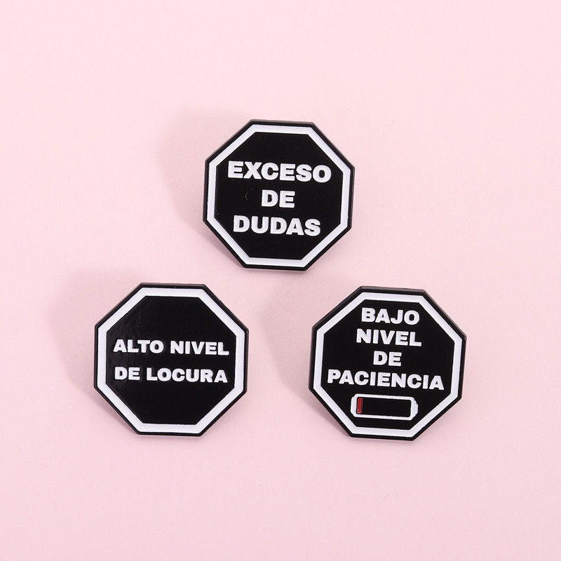 Spanish Emotion Status Enamel Pin Set with Traffic Sign Design ...