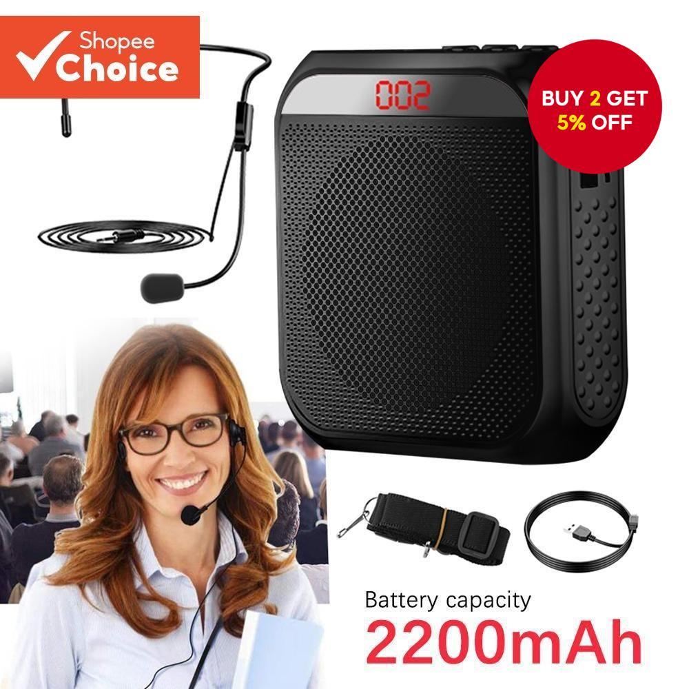 Portable Voice Amplifier with Wired Microphone Headset Rechargeable Mic ...