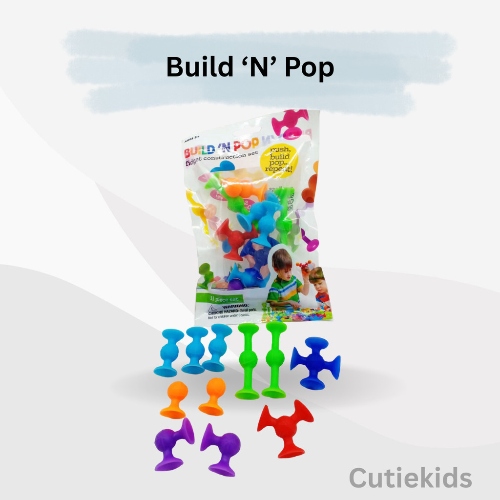 Build N Pop Suction Block Toys Soft Pinch Sensory Play Toy Fine Motor ...