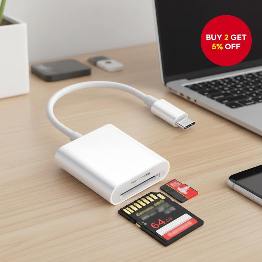 Mobile and Laptop OTG Adapter with Type-C 2-in-1 SD TF Card Reader ...