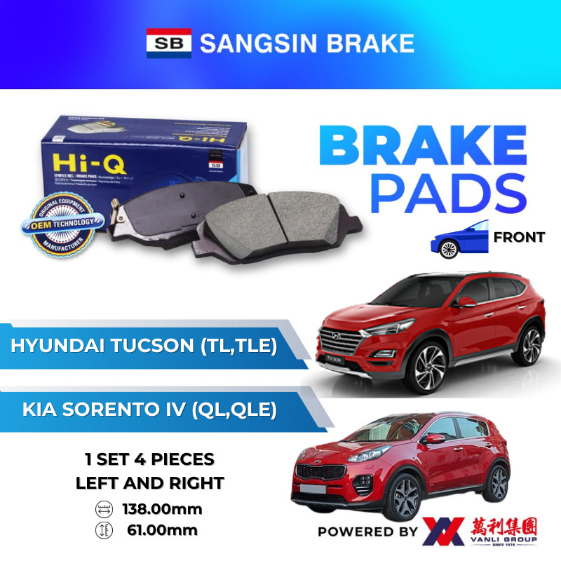 SANGSIN Brake Pad Front For Hyundai Tucson and Kia Sportage QL 2015 ...