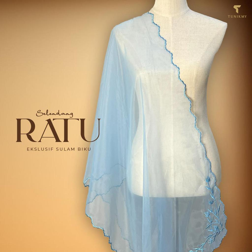 TUNIKMY Selendang Sulam Ratu | Organza Shawl | Shopee Malaysia