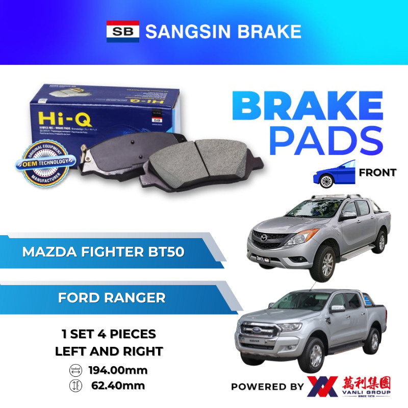 SANGSIN Brake Pad Front For Ford Ranger Raptor Wildtrak XLT Mazda BT-50 ...