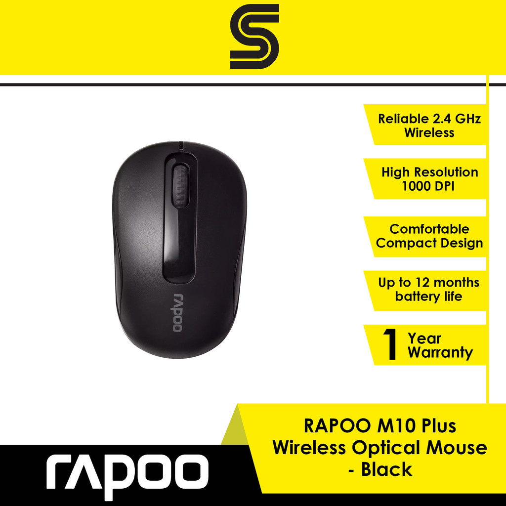 RAPOO M10 Plus Wireless Optical Mouse - Black | Shopee Malaysia