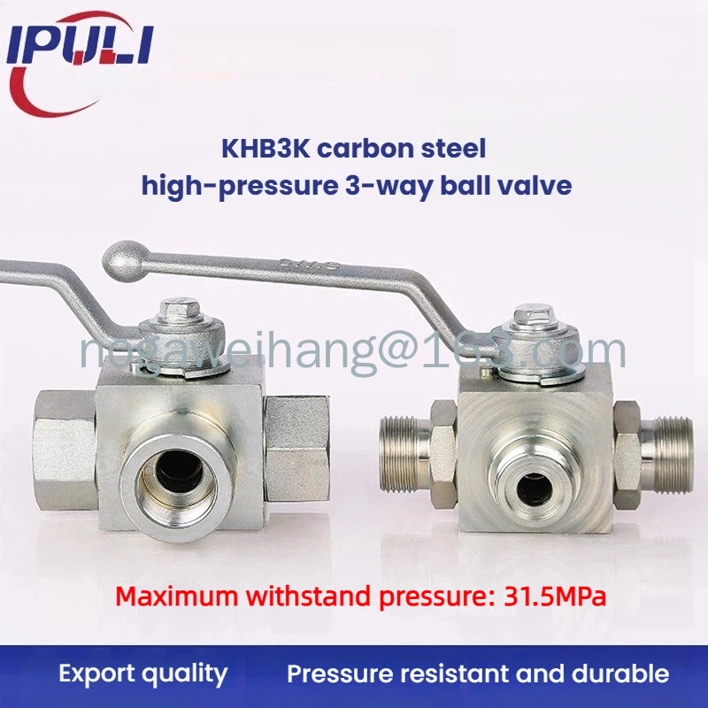 KHB3K carbon steel 3-way high pressure ball valve (Internal thread inch ...
