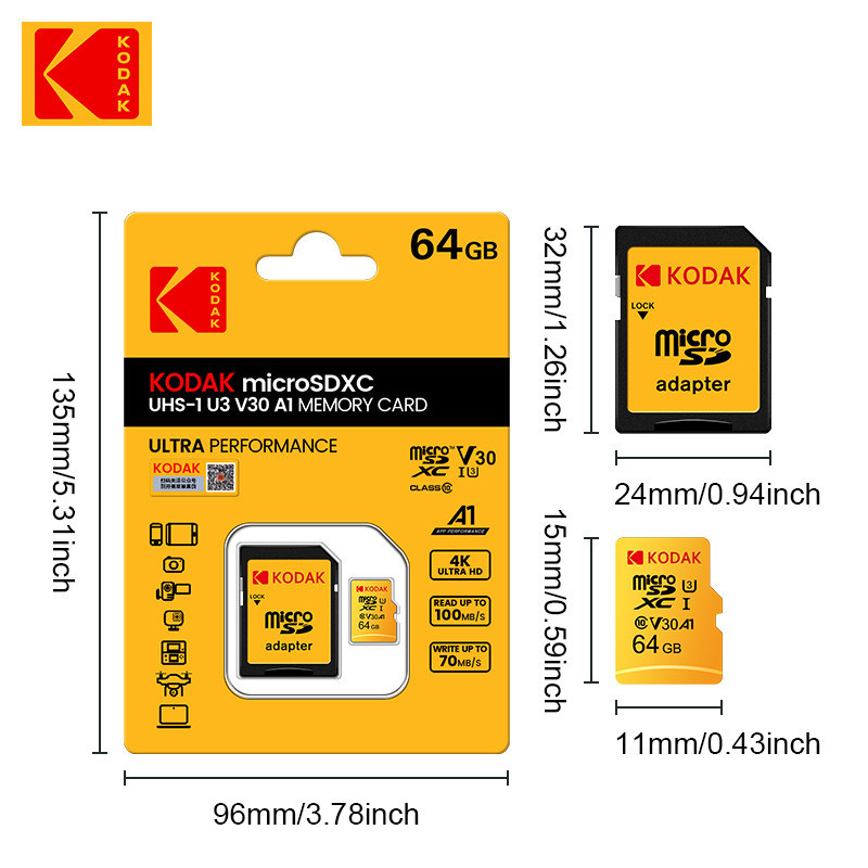 Kodak Micro SD Card 32GB Original + Adapter | High Speed | Perfect for ...