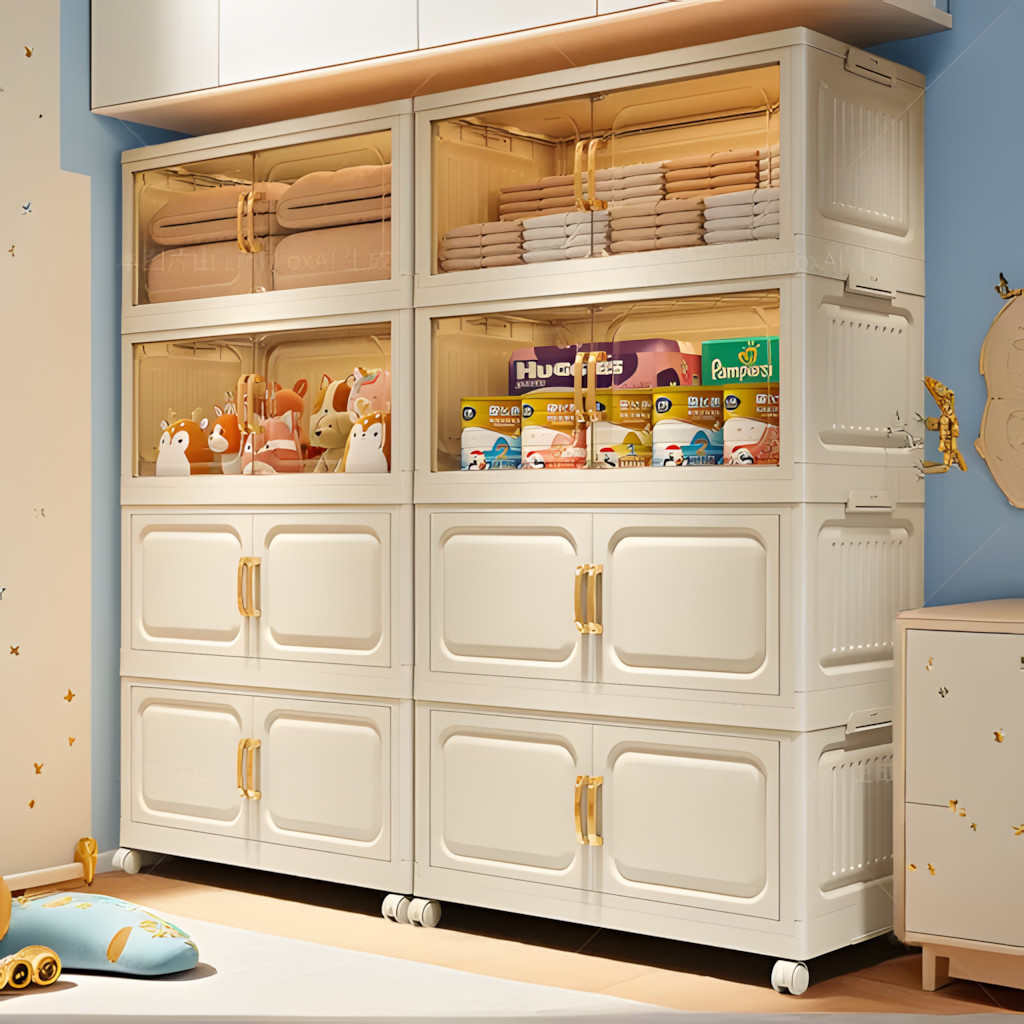OH Foldable Storage Cabinet with Magnetic Doors 50-80cm Multipurpose ...