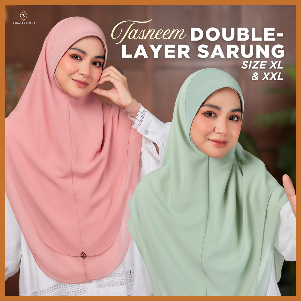 TASNEEM XL & XXL | DOUBLE LAYER SARUNG | PREMIUM HEAVY CHIFFON | AWNING ...