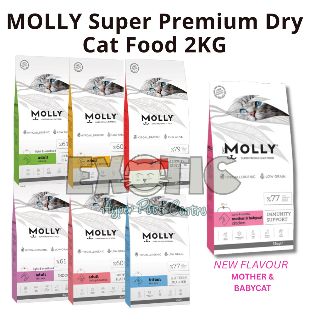 Molly Super Premium Cat Dry Food Hypoallergenic & Low Grain Cat/Kitten ...