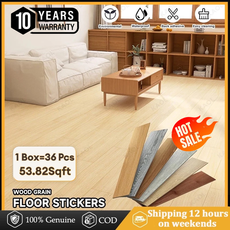 💗Ready Stock💗36pcs 54sqft 2mm Vinyl Flooring Mat Stickers Waterproof ...