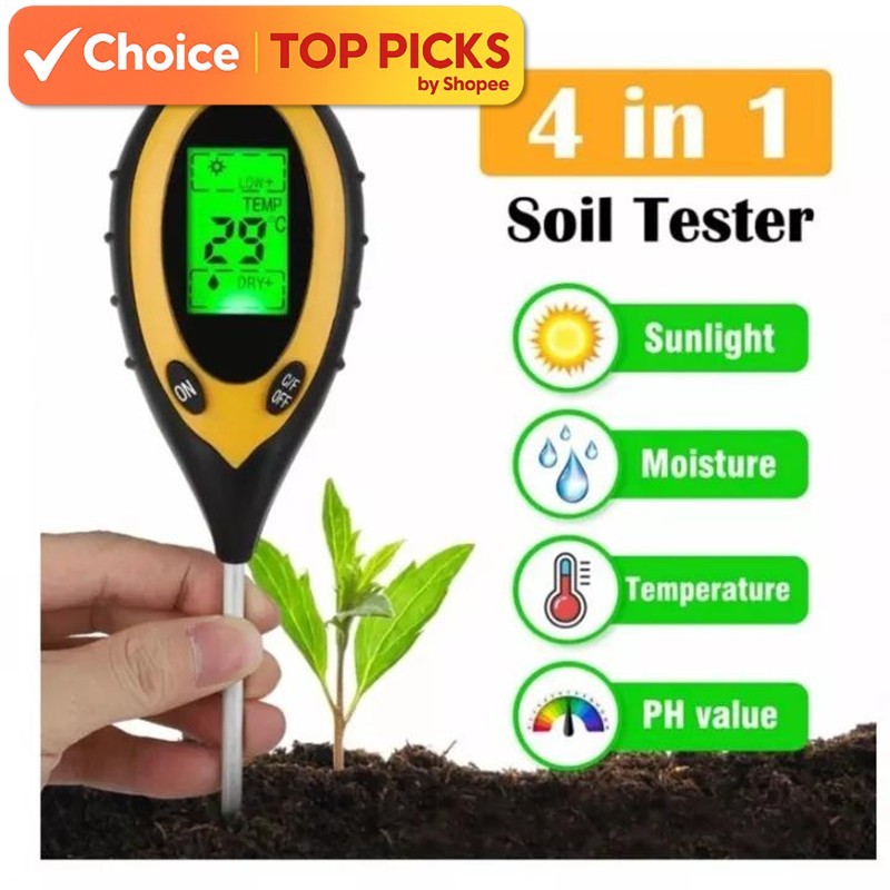 [High Quality] 4-in-1 Soil Tester | Moisture/pH/Temperature/Sunlight ...