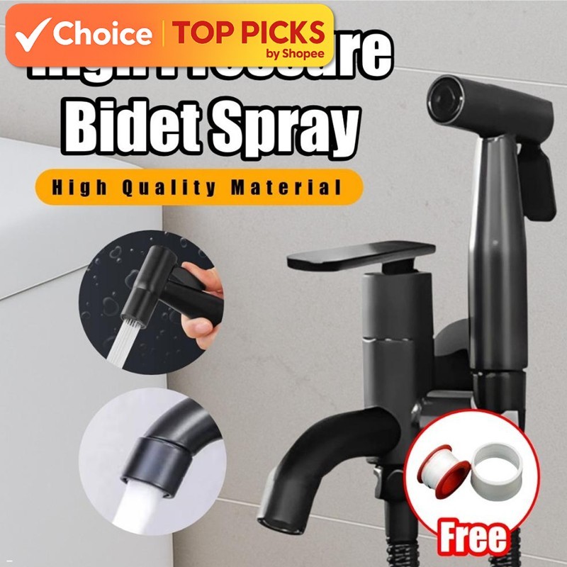 High Pressure Bidet spray set hand bidet two way tap faucet bathroom ...